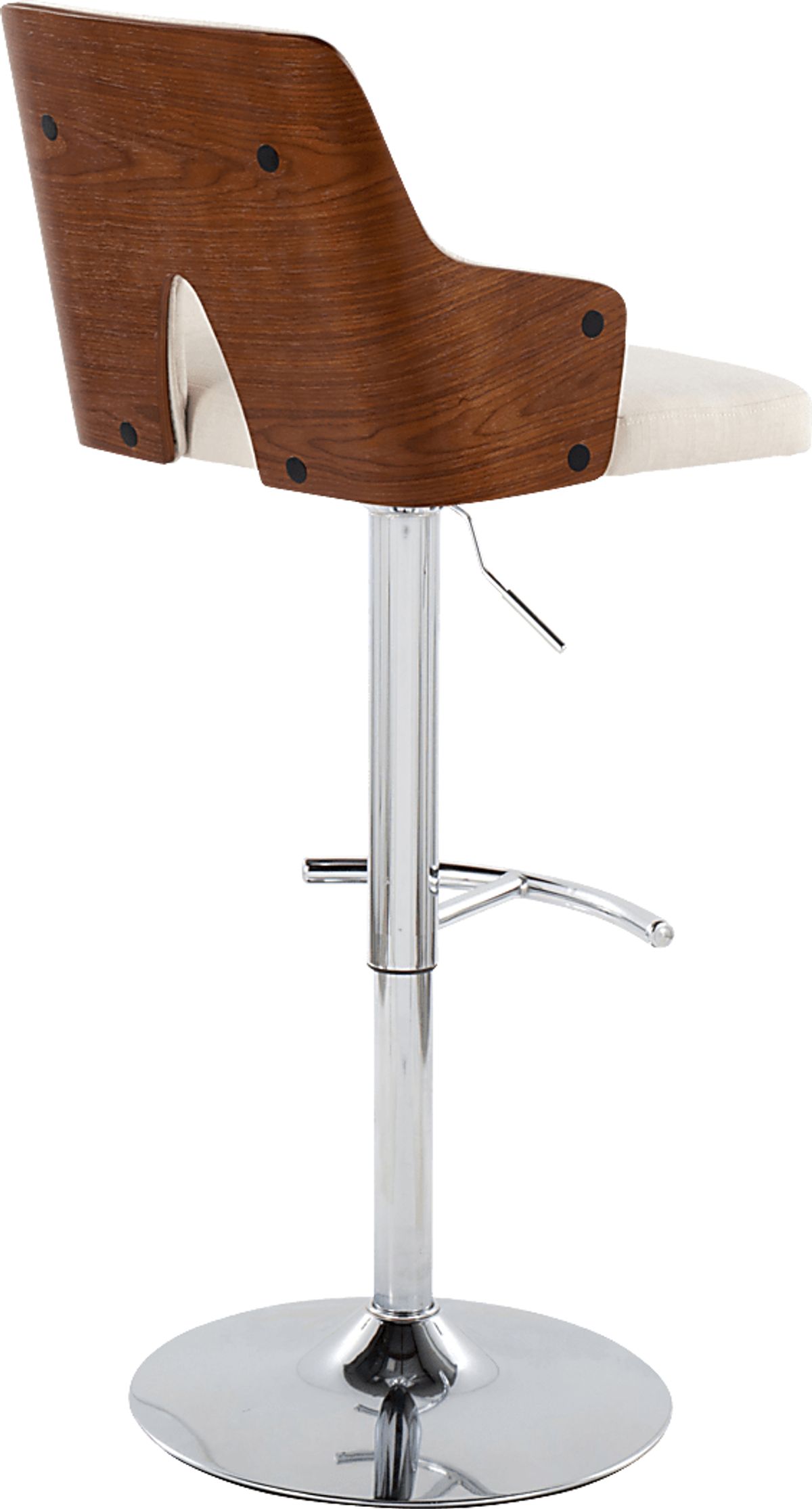 Zennia IV Chrome Metal Cream Beige Polyester Fabric Adjustable,Swivel ...