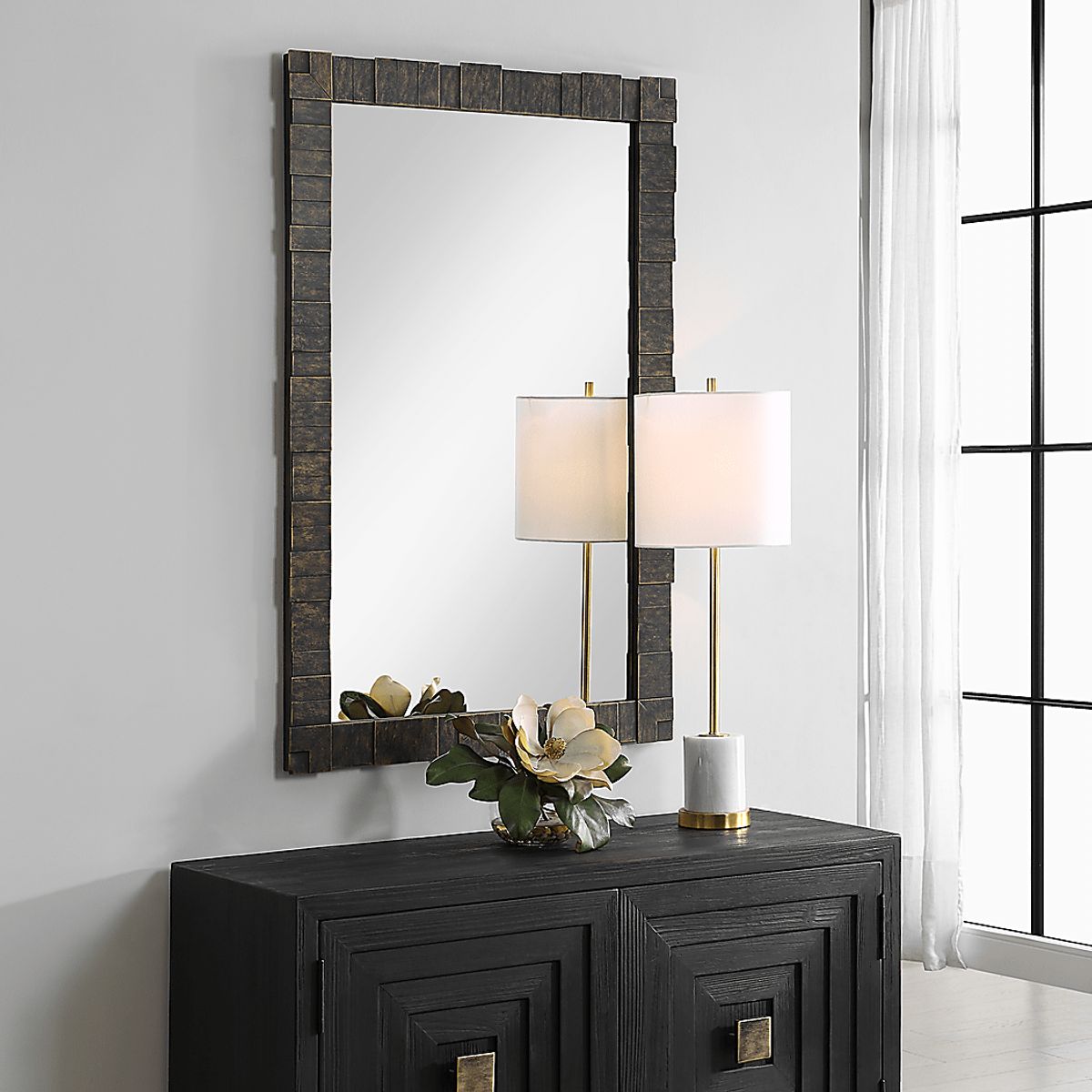 Zephir Bronze Metal Brown,Yellow Mirror | Rooms to Go