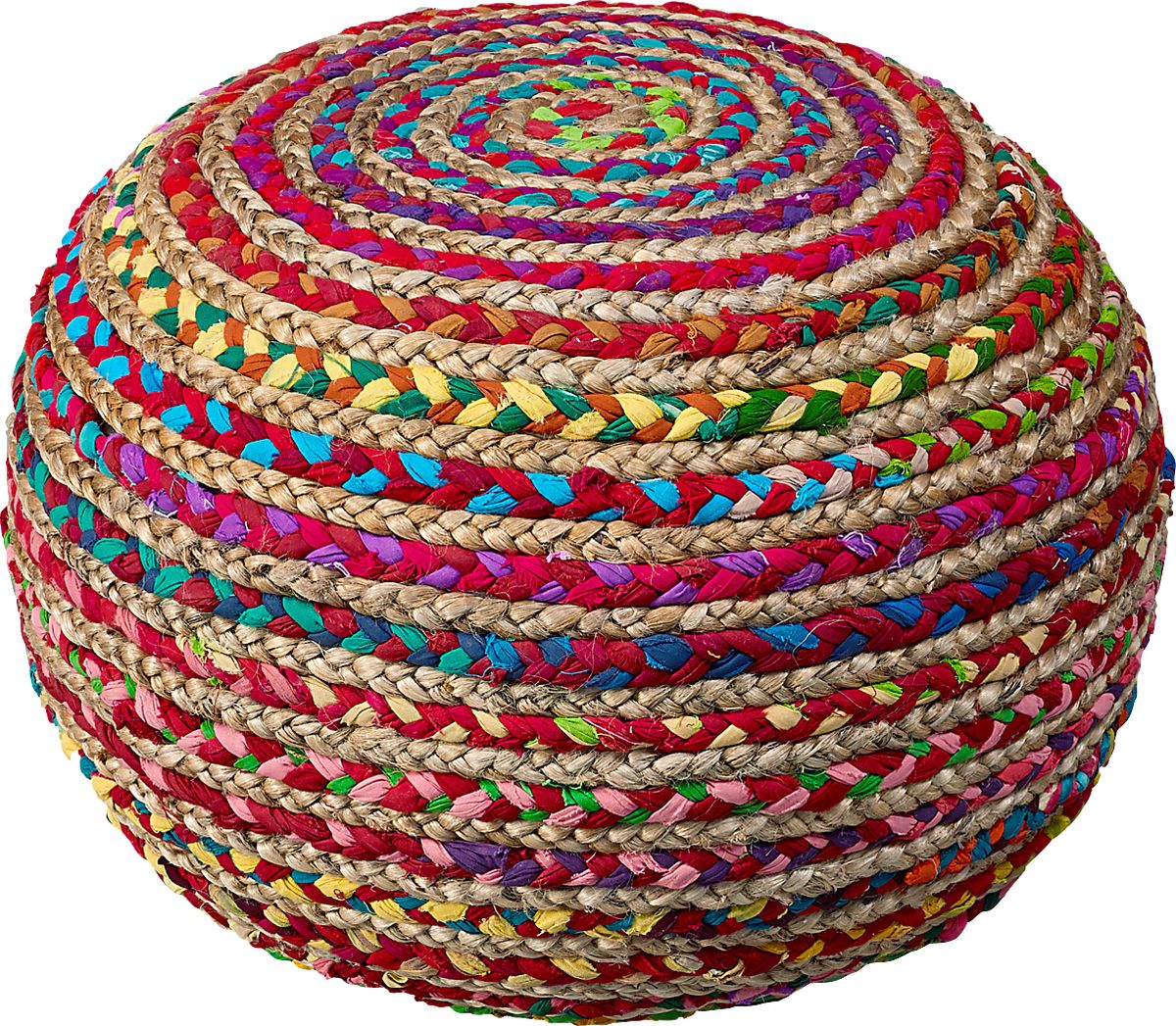 Zerenan Multi Cotton Fabric Pouf | Rooms to Go