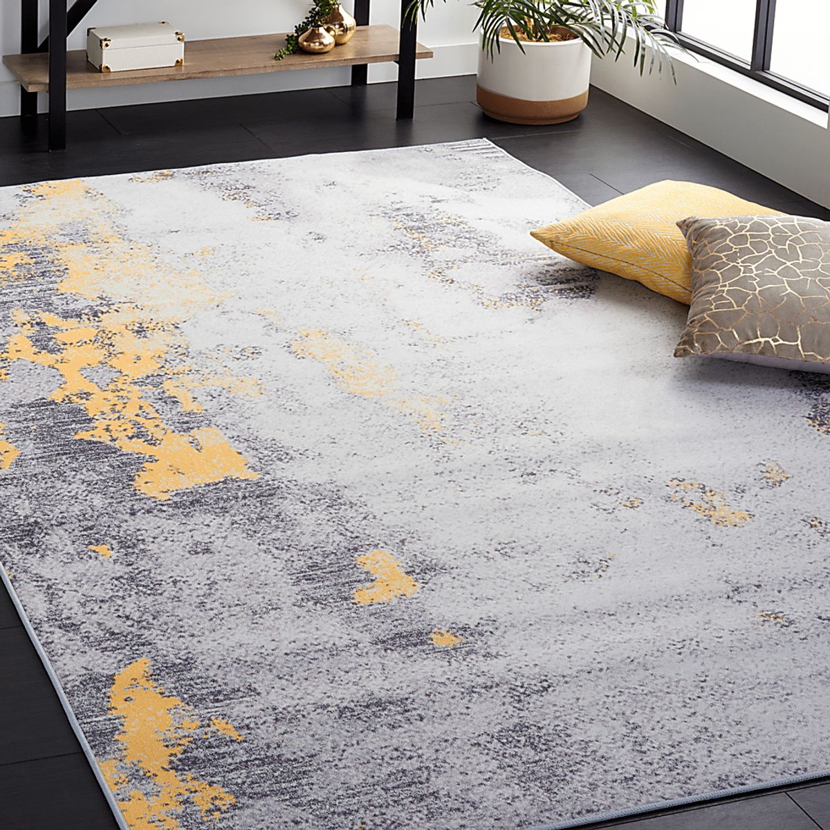 Zhoro Gold,Gray Gray,Yellow Rugs | Rooms to Go