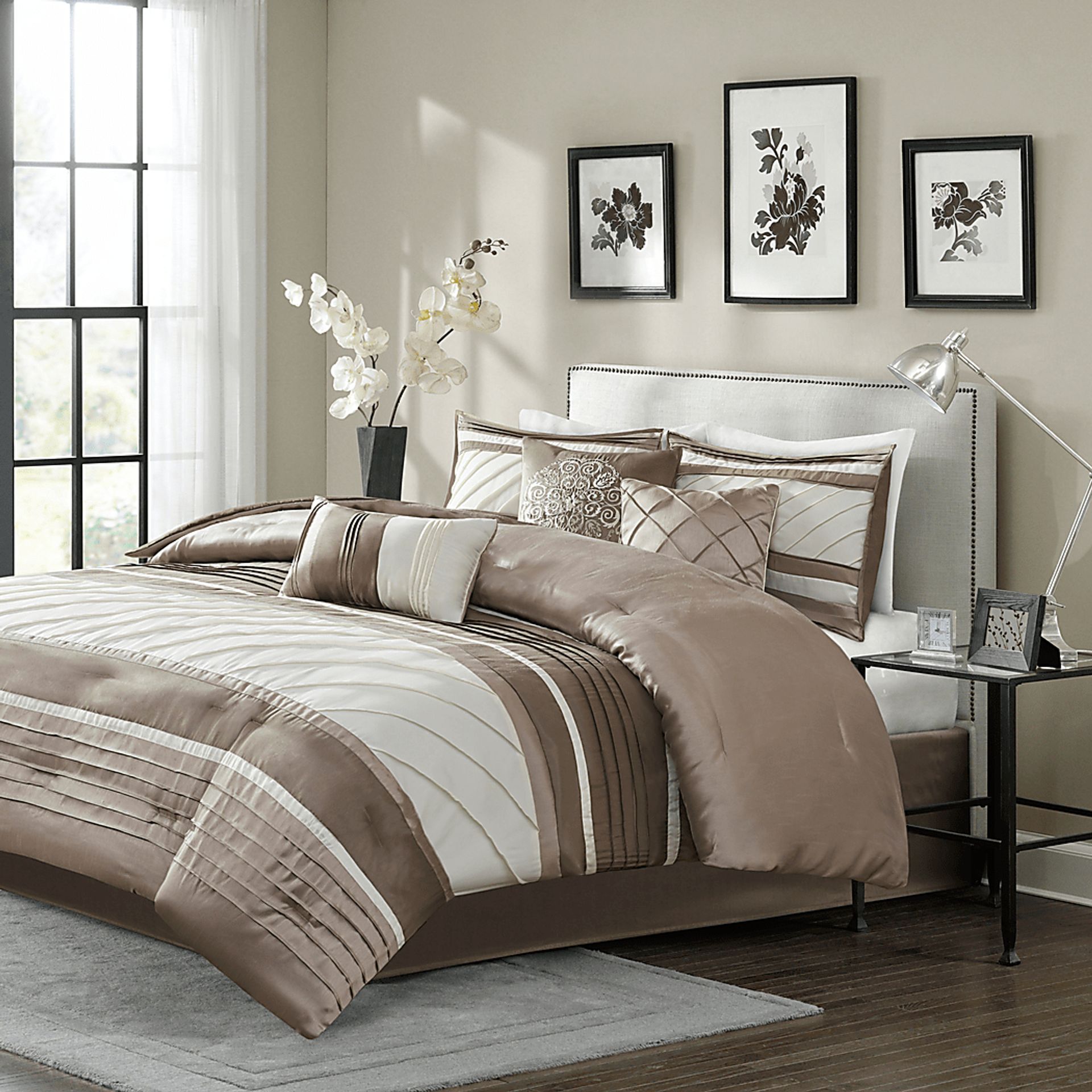 Zina Tan Beige,Brown 7 Pc King Comforter Set | Rooms to Go