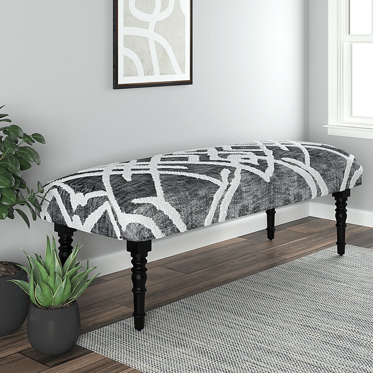 Zindan Black,Gray Bench | Rooms to Go