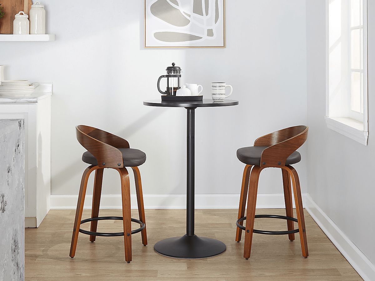 Zykan IV Walnut Dark Wood Brown Polyurethane Fabric Counter Height Stool, Set Of 2 | Rooms to Go