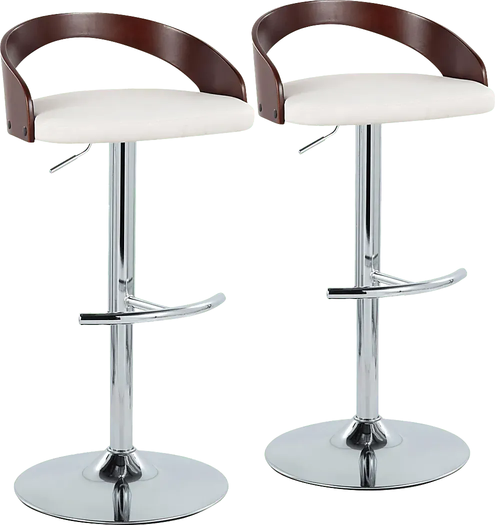 Zykan XXI Chrome Metal White Polyurethane Fabric Adjustable Barstool ...