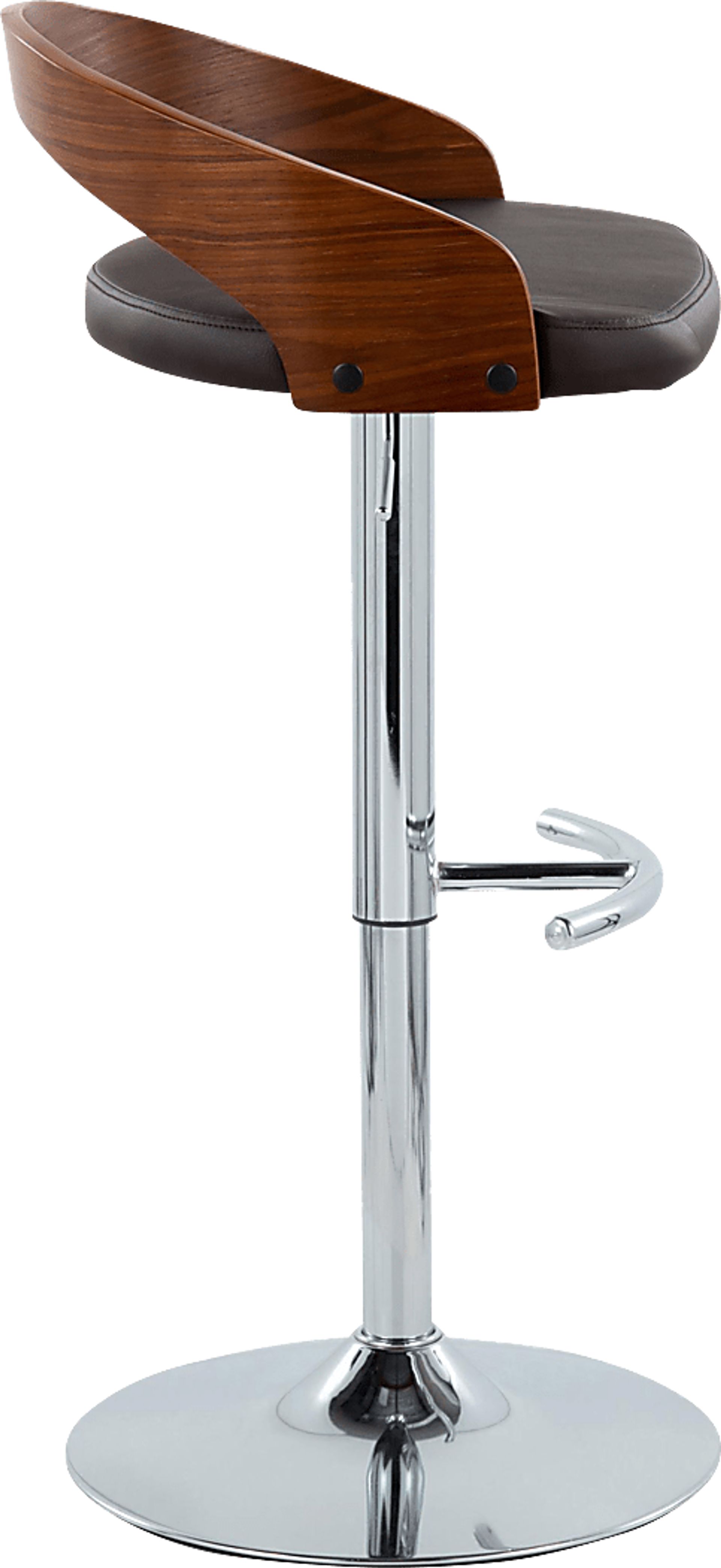 Zykan XXV Chrome Metal Brown Polyurethane Fabric Adjustable Barstool, Set Of 2 | Rooms to Go