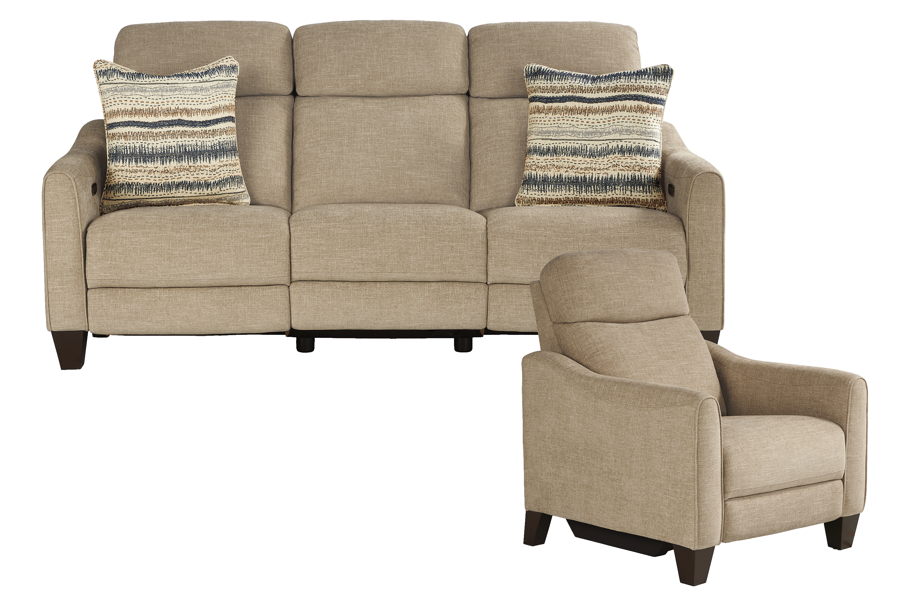 Stonecrest Camel Brown Chenille Fabric Dual Power Reclining Loveseat ...