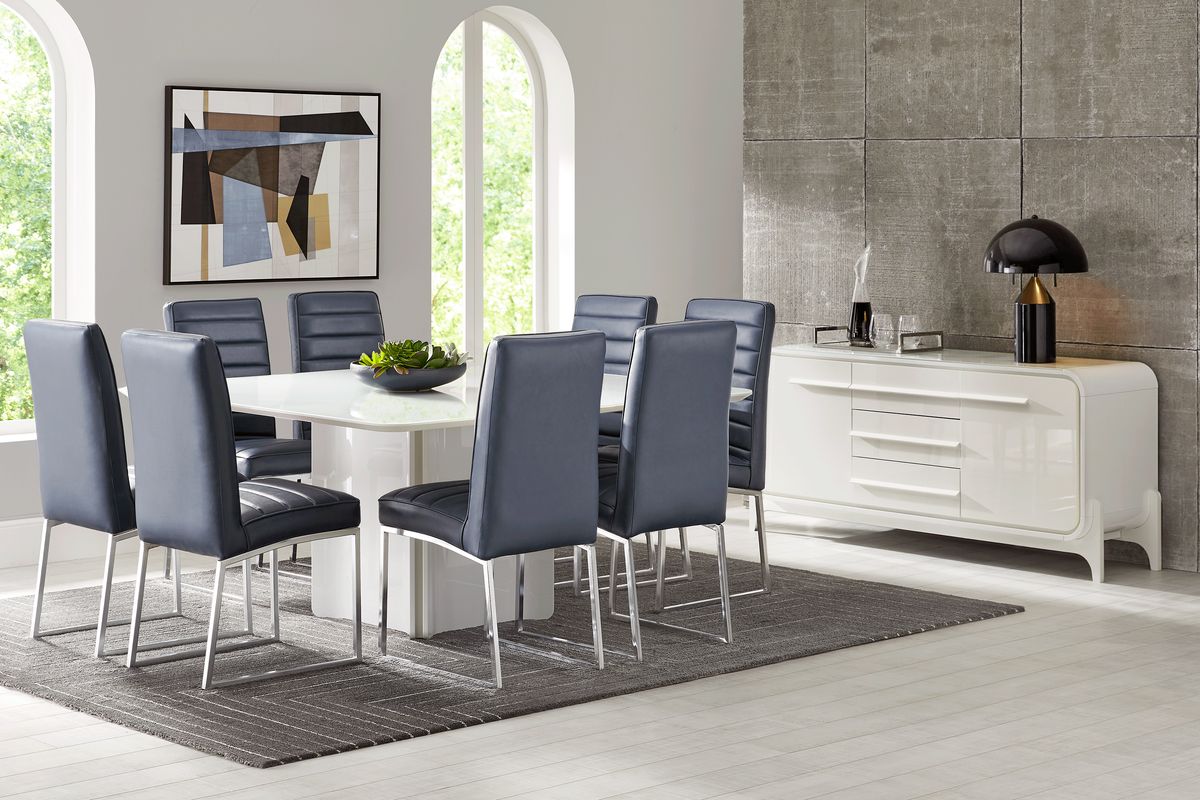 Linton Park Chrome Metal Midnight Blue Side Chair - Rooms To Go