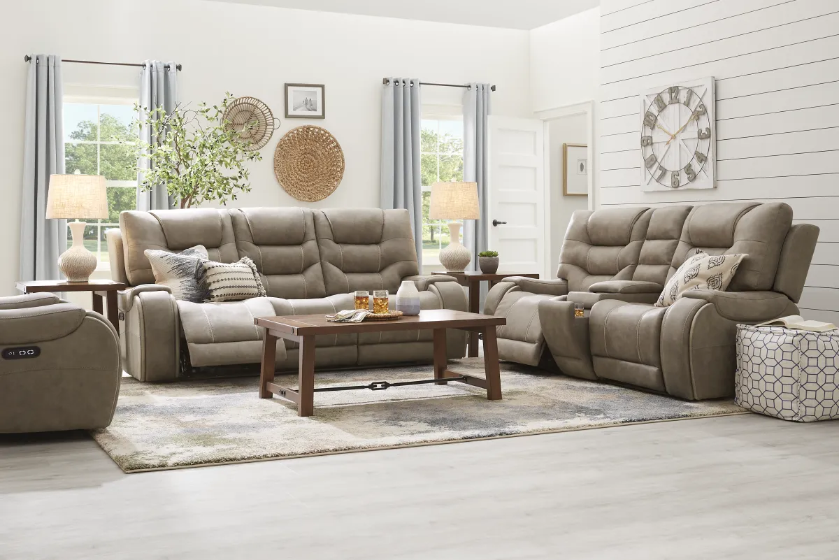 Laredo Springs 8 Pc Gray Microfiber Dual Power Reclining Living Room ...