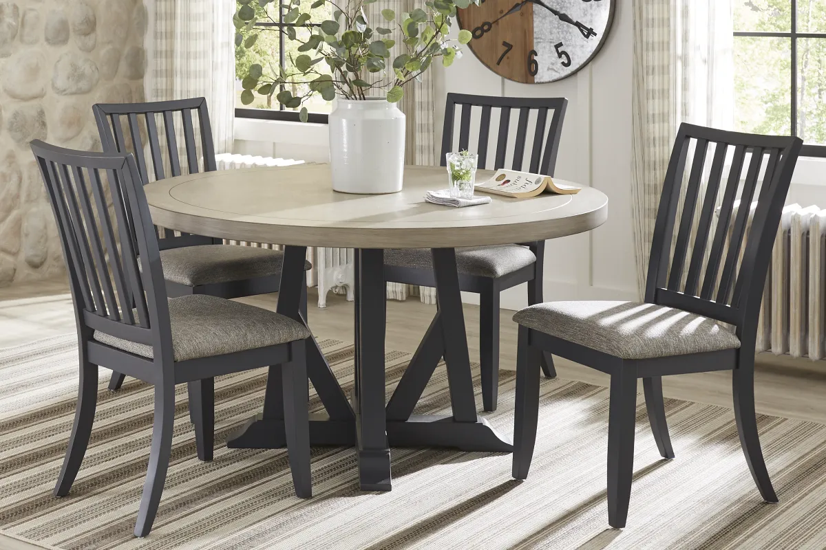 Hilton Head 5 Pc Graphite Black Gray Dining Room Set With Side Chair ...
