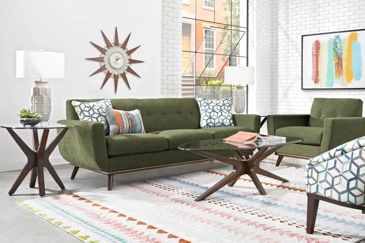 East Side 2 Pc Avocado Green Chenille,Luxeguard Performance Fabric ...