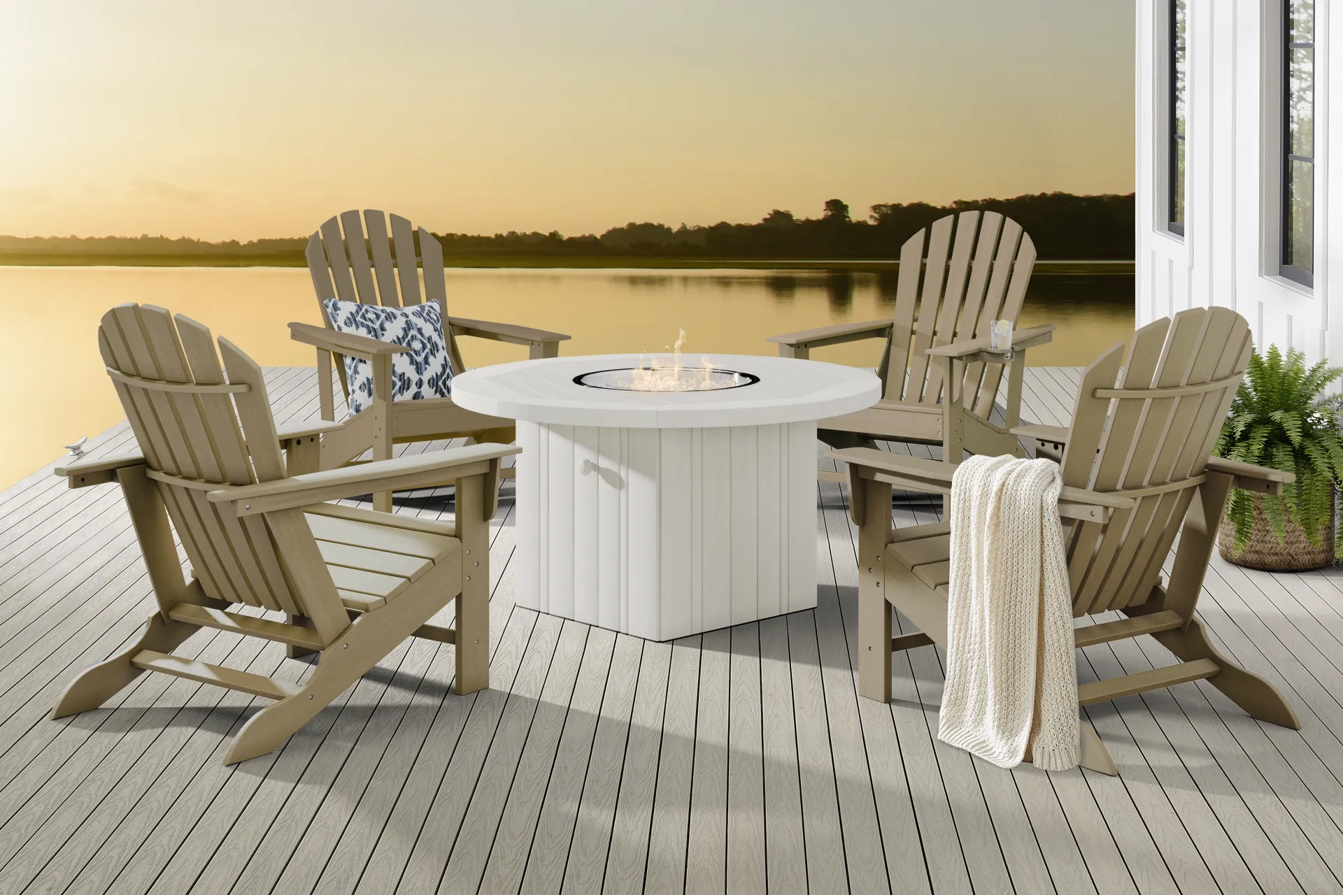 Addy 5 Pc Brown Dark Wood Synthetic Fabric Outdoor Seating Set With ...