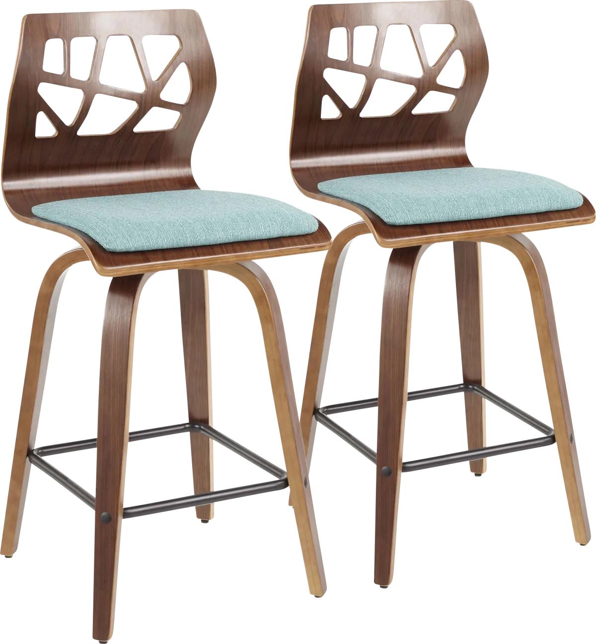 Wynston Walnut Dark Wood Teal Blue,Green Polyester Fabric Counter ...