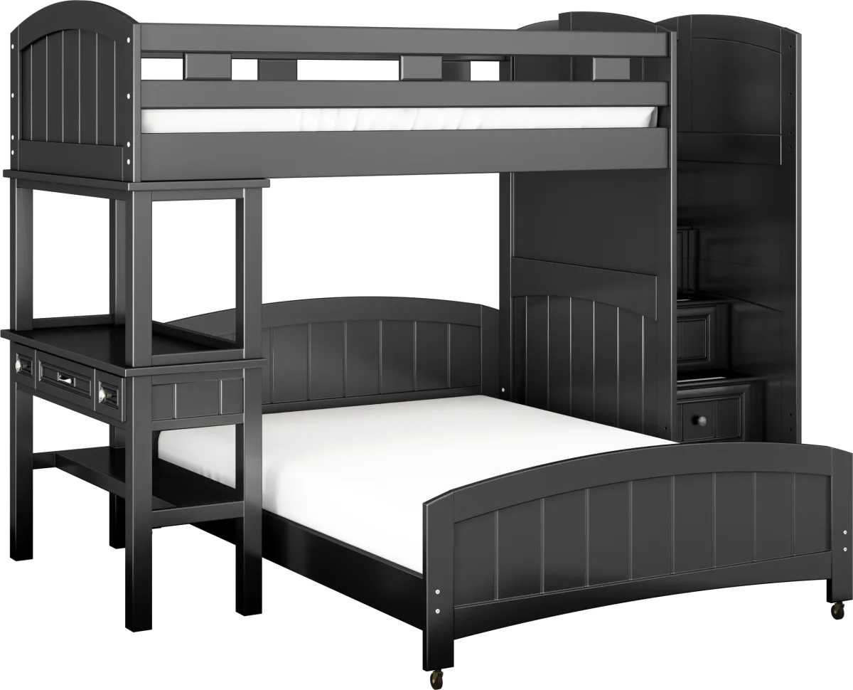 Cottage Colors Black Black,Colors Twin/Full Step Loft W/ Desk | Rooms to Go