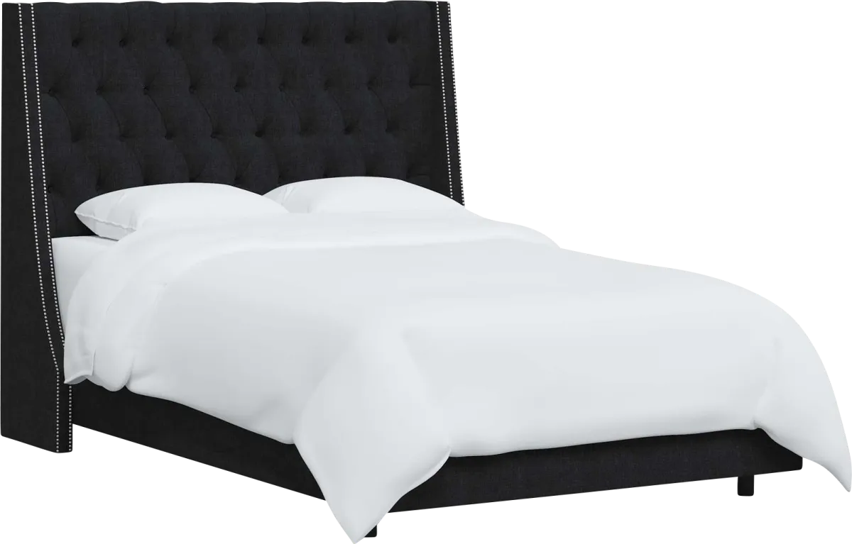 Aidyl Black Linen,Polyester Fabric Queen Bed | Rooms to Go