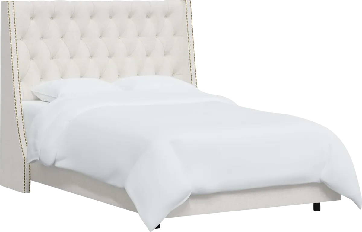 Aidyl White Linen,Polyester Fabric Full Bed | Rooms to Go