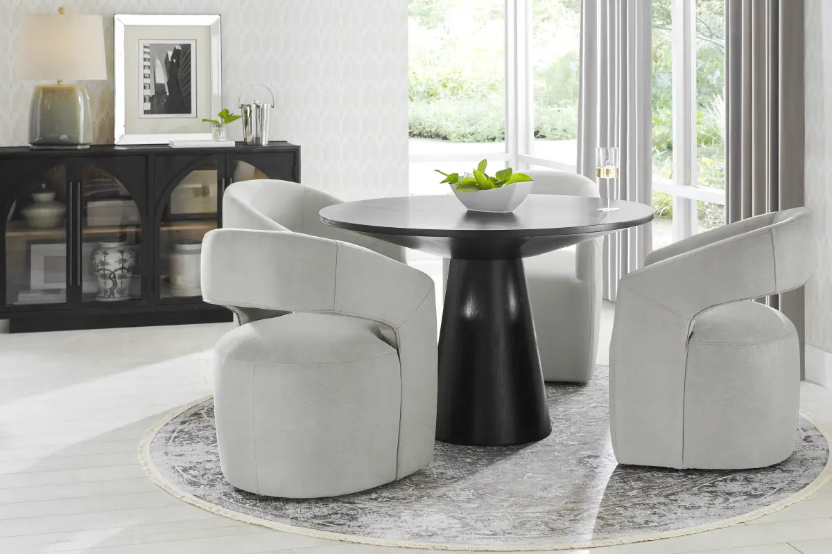 Kendall 5 Pc Black Black,Colors Gray Dining Room Set With 48" Dining ...