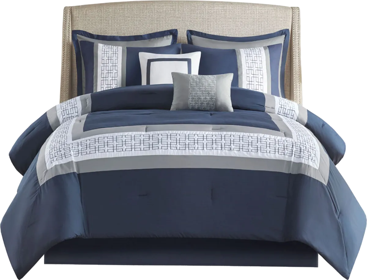Marwin Blue 8 Pc Queen Comforter Set | Rooms to Go