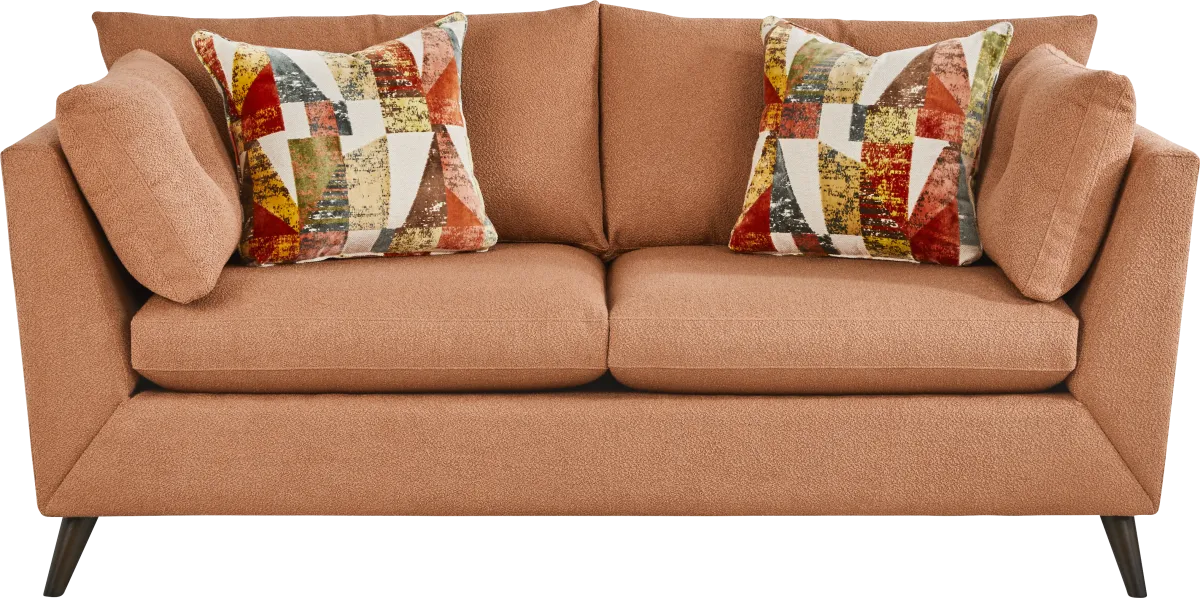 Drew & Jonathan Copenhagen 2 Pc Terracotta Orange Chenille Fabric ...
