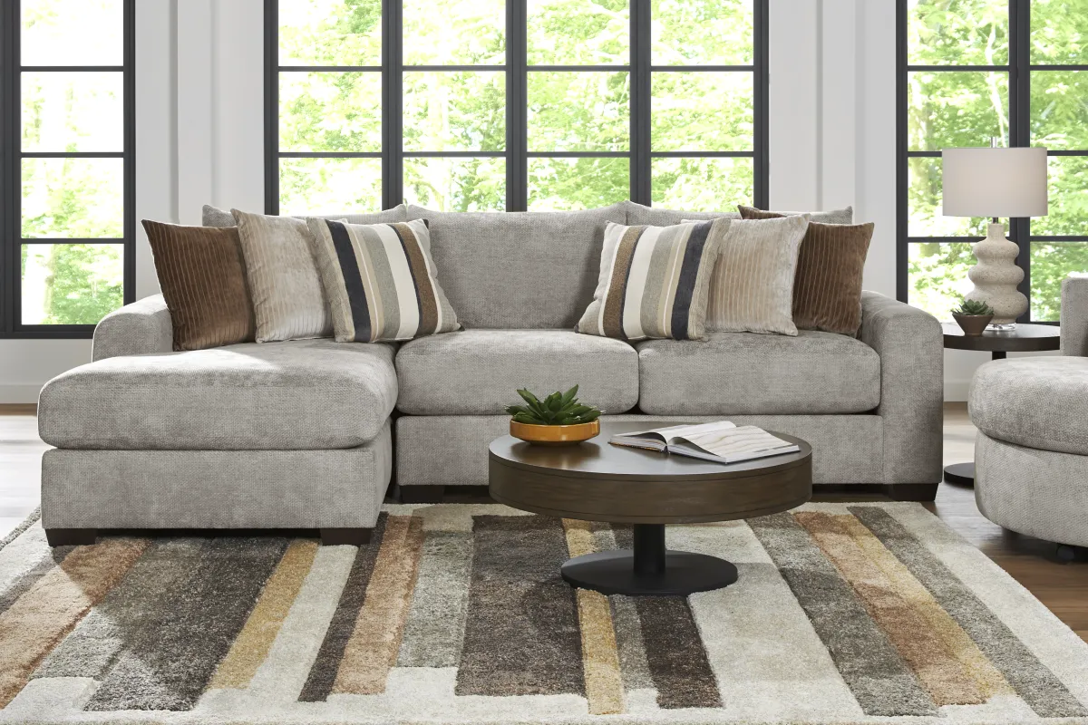 Martin Gray Chenille Fabric 2 Pc With Chaise Left Arm Sectional | Rooms ...