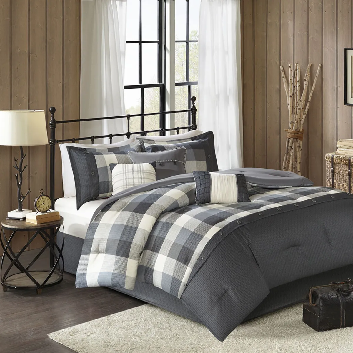 Dollahite Gray Polyester Fabric 7 Pc Queen Comforter Set | Rooms to Go