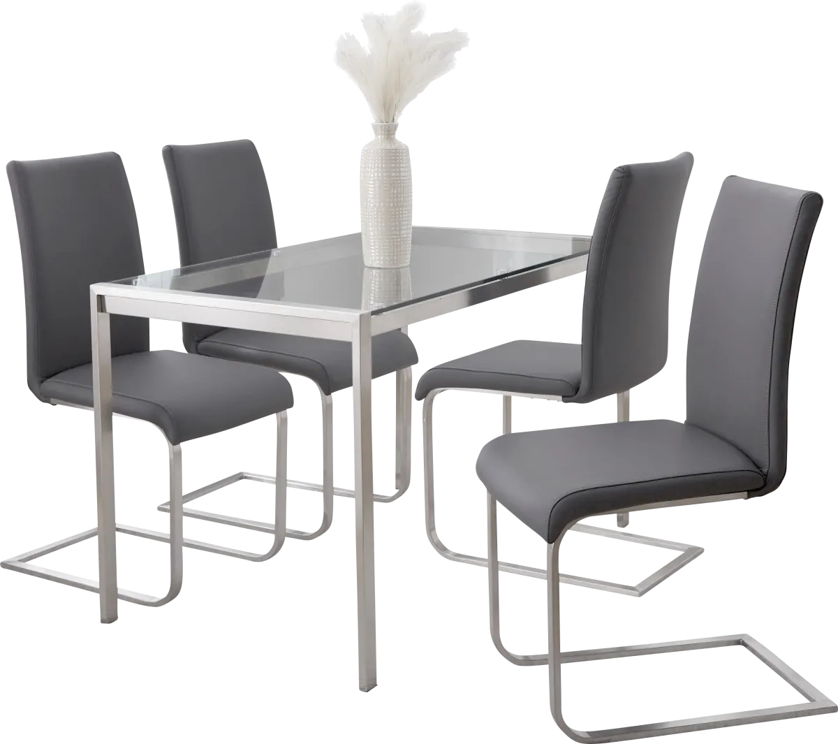 Quain Chrome Metal Gray Polyurethane Fabric 5 Pc Dining Set | Rooms to Go