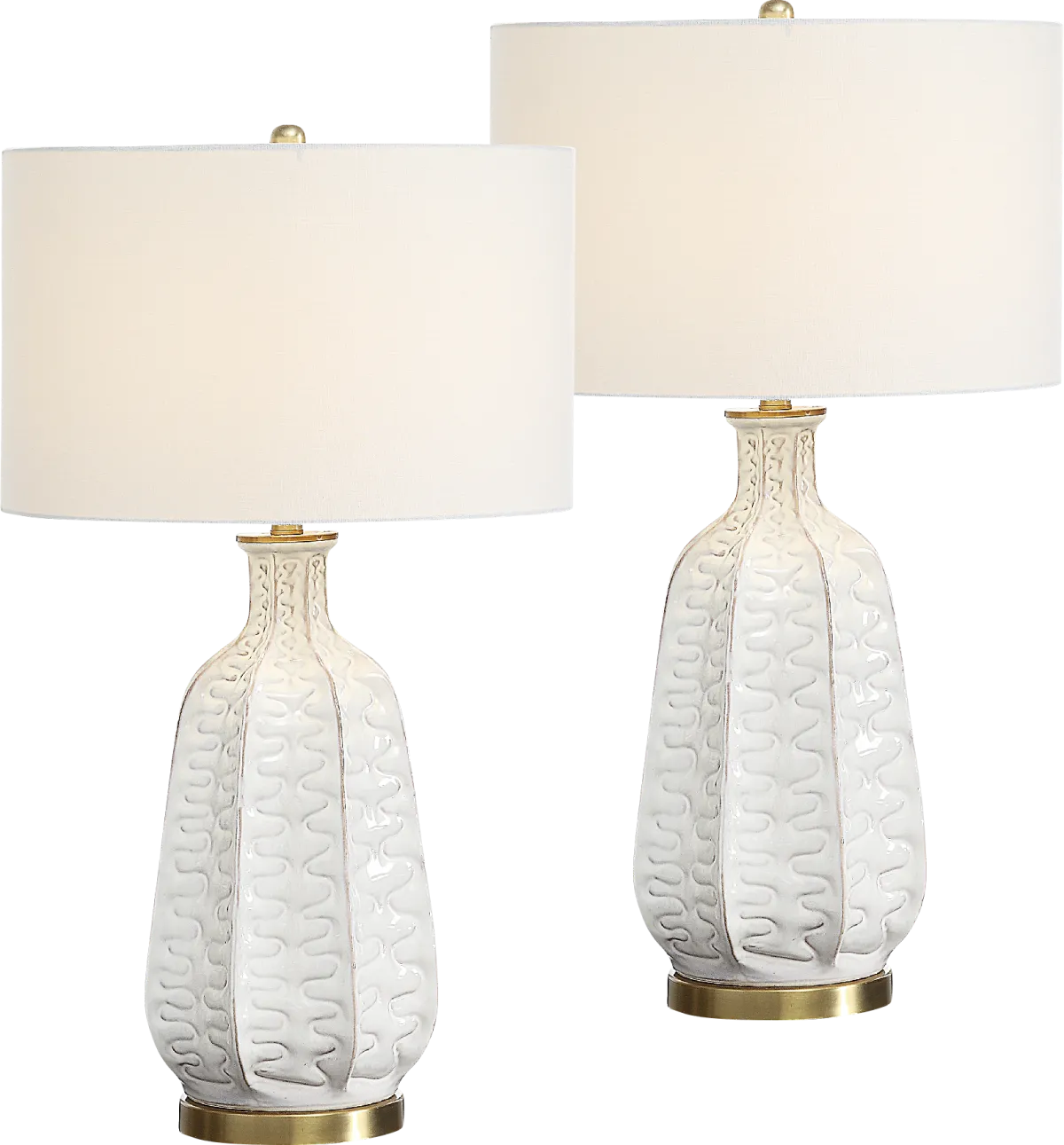 Yuille 2 Pc White Set Of Lamps | Rooms to Go