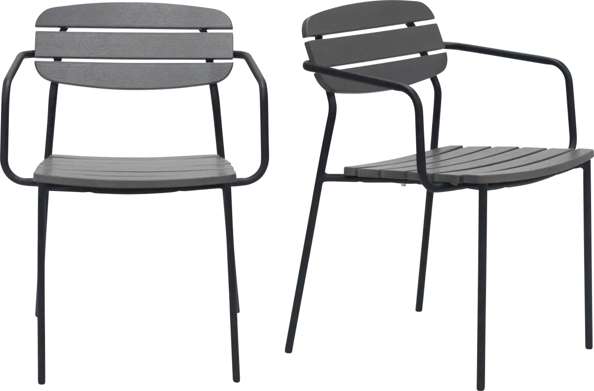 Rufiny Dark Gray Outdoor Arm Chair, Set Of 2 | Rooms to Go