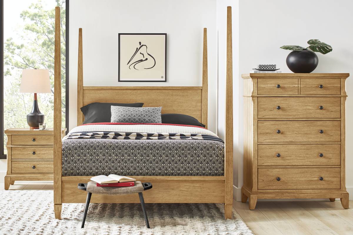 Springville 6 Pc Natural Light Wood King Bedroom Set With 3 Pc King ...