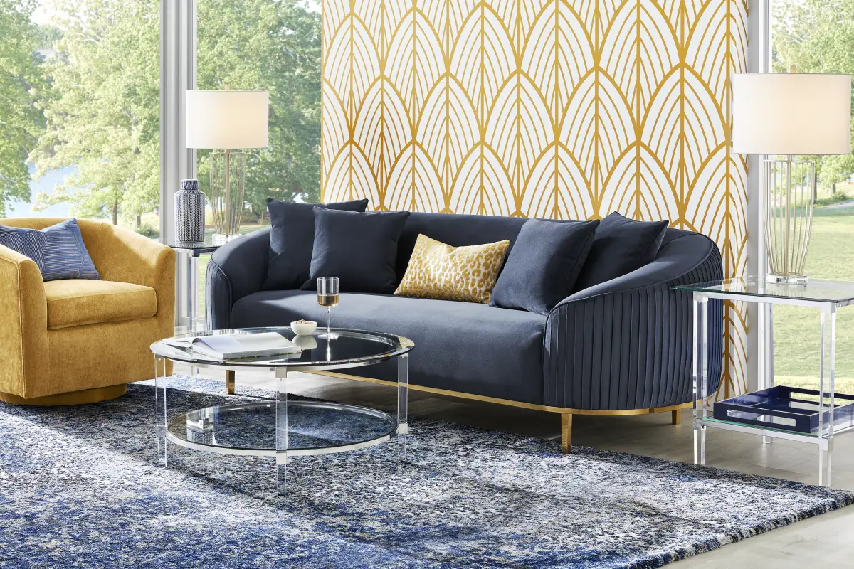 Gatsby Blue Velvet Plush Sofa | Rooms to Go