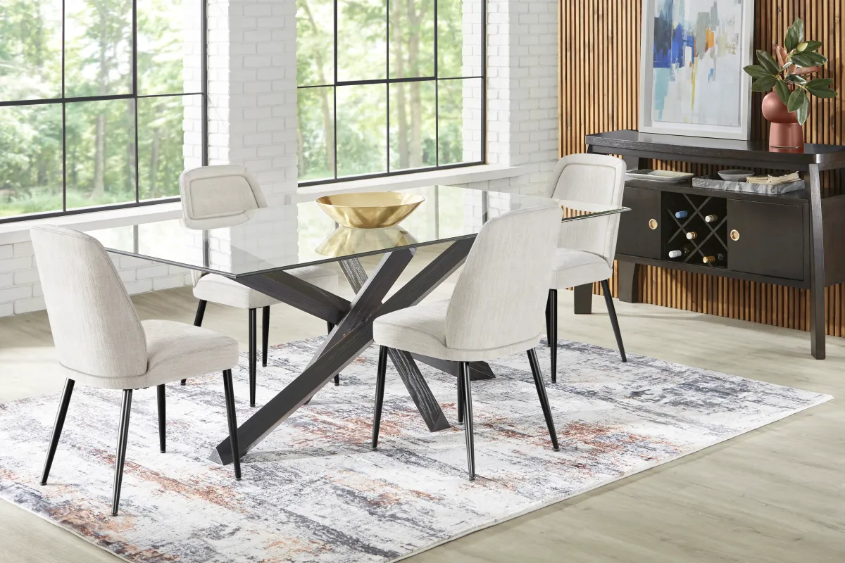 Axia 5 Pc Black Black,Colors Ivory Beige Dining Room Set With 78 ...