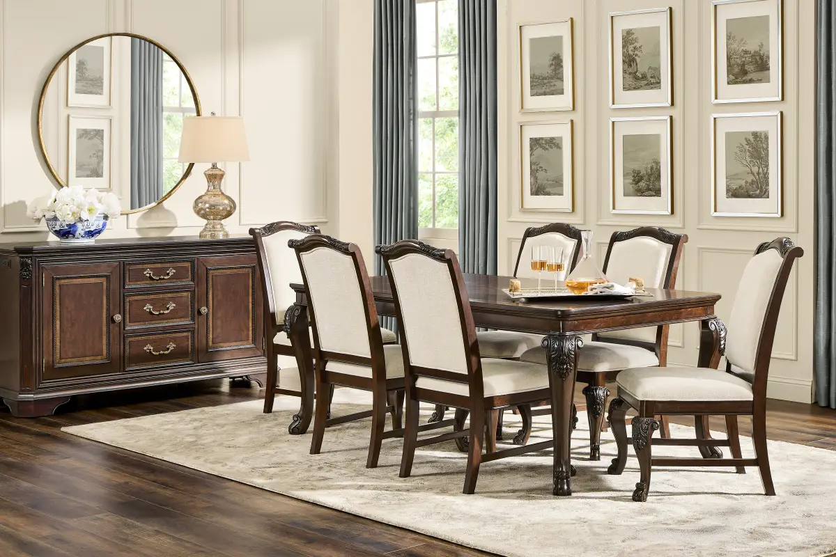 Fuller 5 Pc Brown Cherry Dark Wood Dining Room Set With Dining Table ...