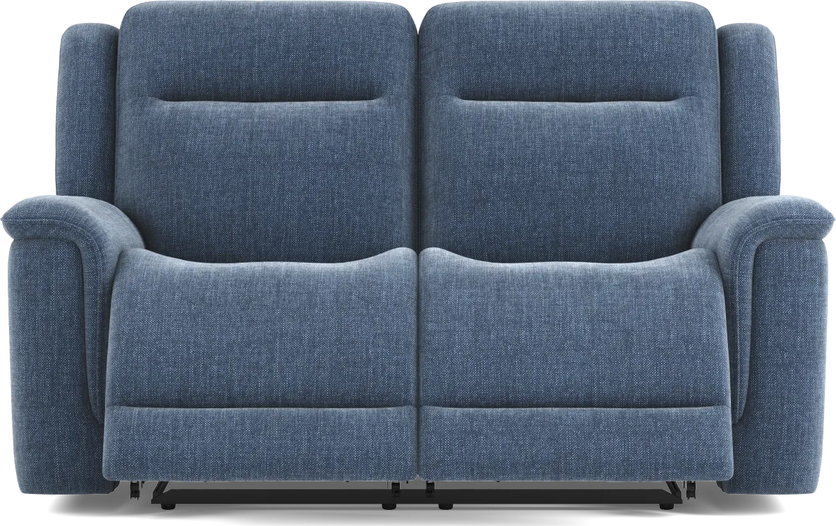 Meadow Park 2 Pc Cobalt Blue Chenille Fabric Non-Power Reclining Living ...