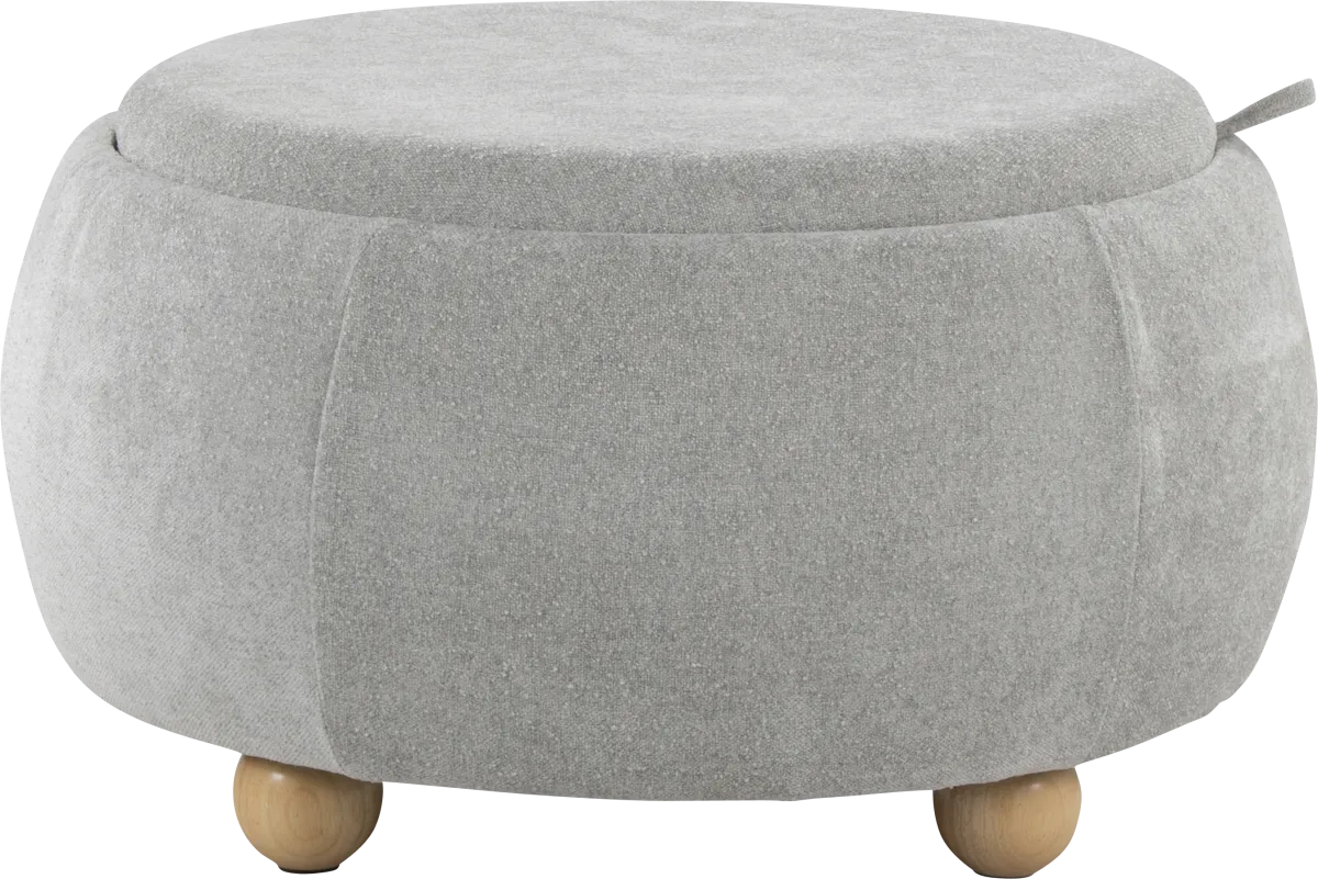 Betana Natural Light Wood Gray Fabric Ottoman | Rooms to Go