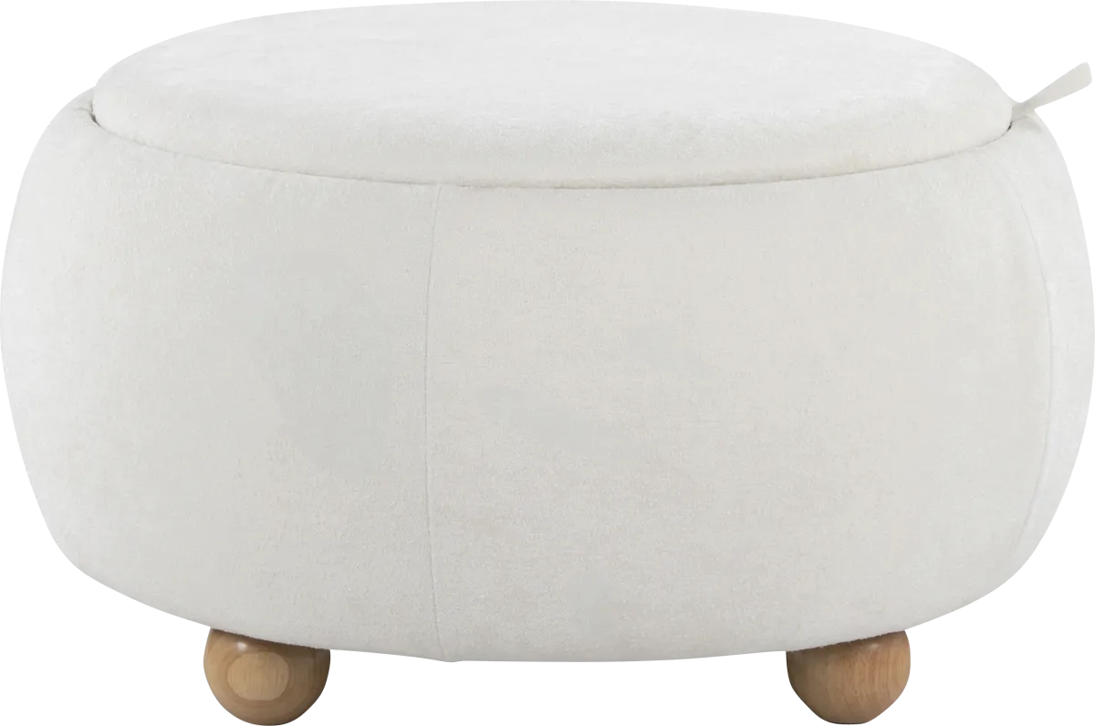 Betana Natural Light Wood White Fabric Ottoman | Rooms to Go