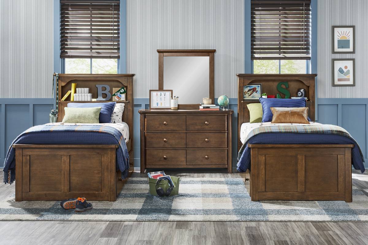 Regen South Bend 8 Pc Brown Cherry Dark Wood Twin Bedroom Set With Twin ...