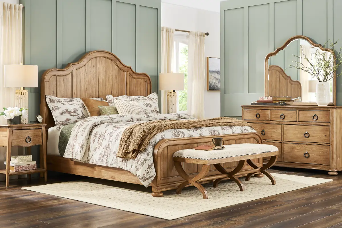 Oaklin Ridge 7 Pc Brown Dark Wood King Bedroom Set With 3 Pc King Panel ...