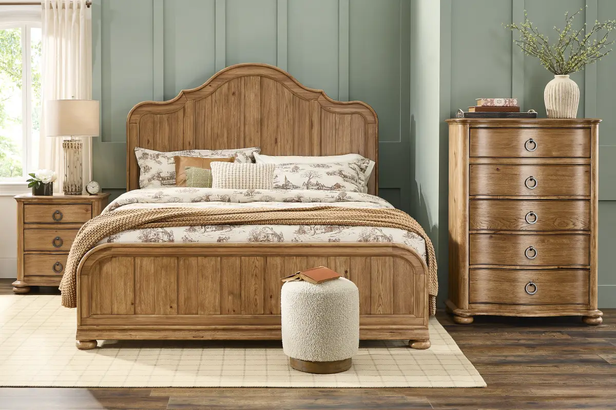 Oaklin Ridge 5 Pc Brown Dark Wood King Bedroom Set With 3 Pc King Panel ...