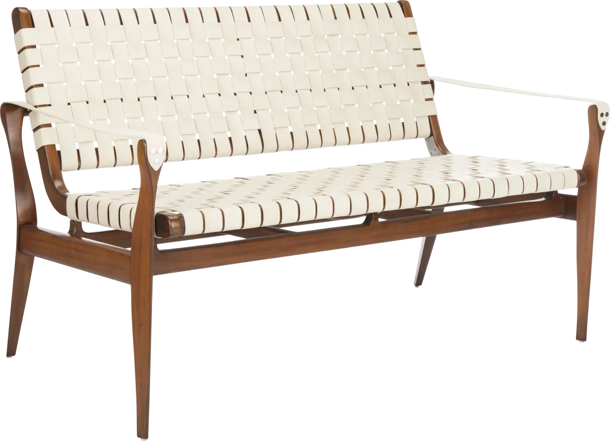 Hammad Mahogany Dark Wood White Loveseat | Rooms to Go