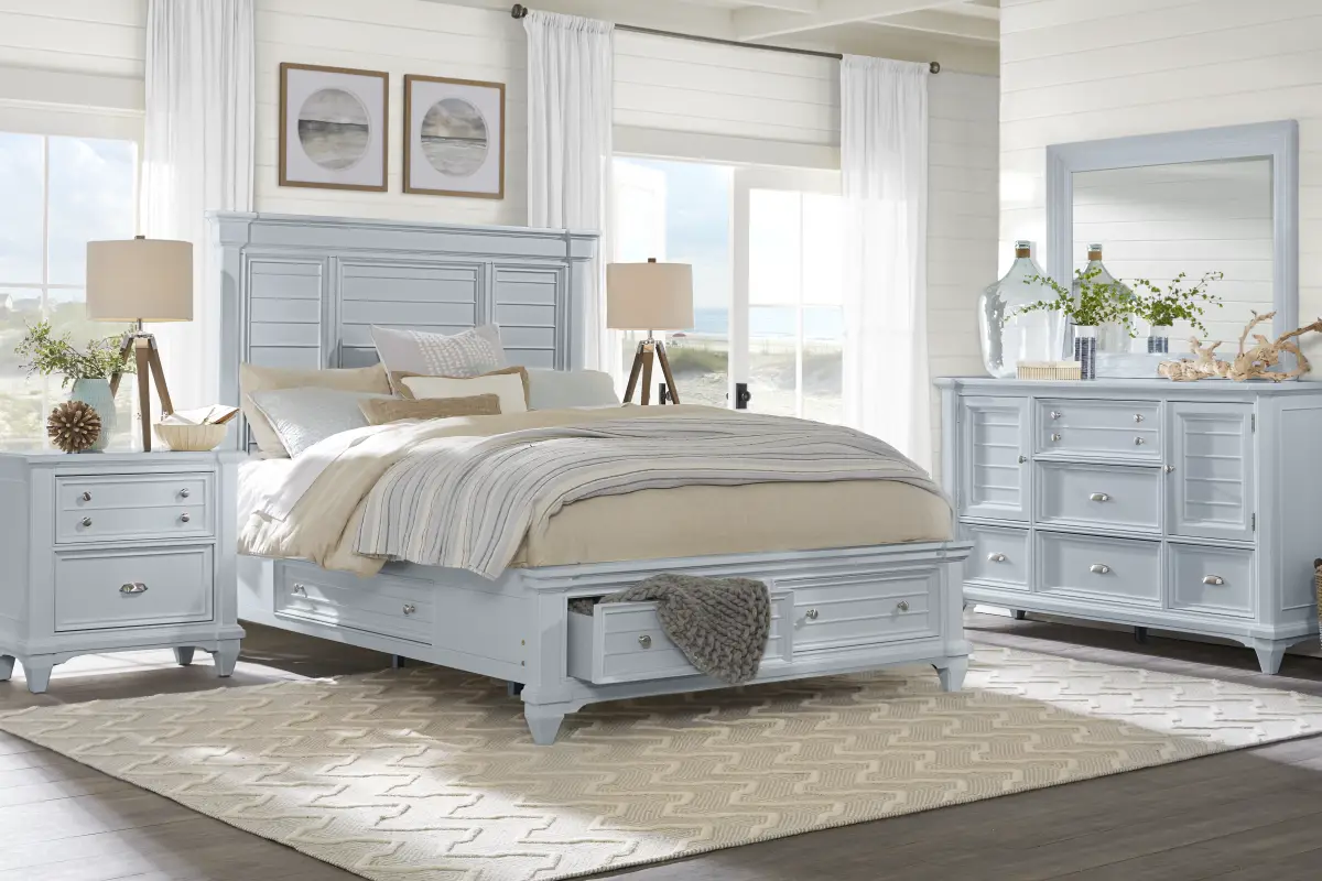 Hilton Head Blue Colors 3 Pc King Storage Bed | Rooms to Go