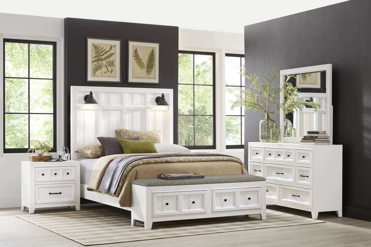 Owings MILL 5 Pc White Colors,White King Bedroom Set With 3 Pc King ...