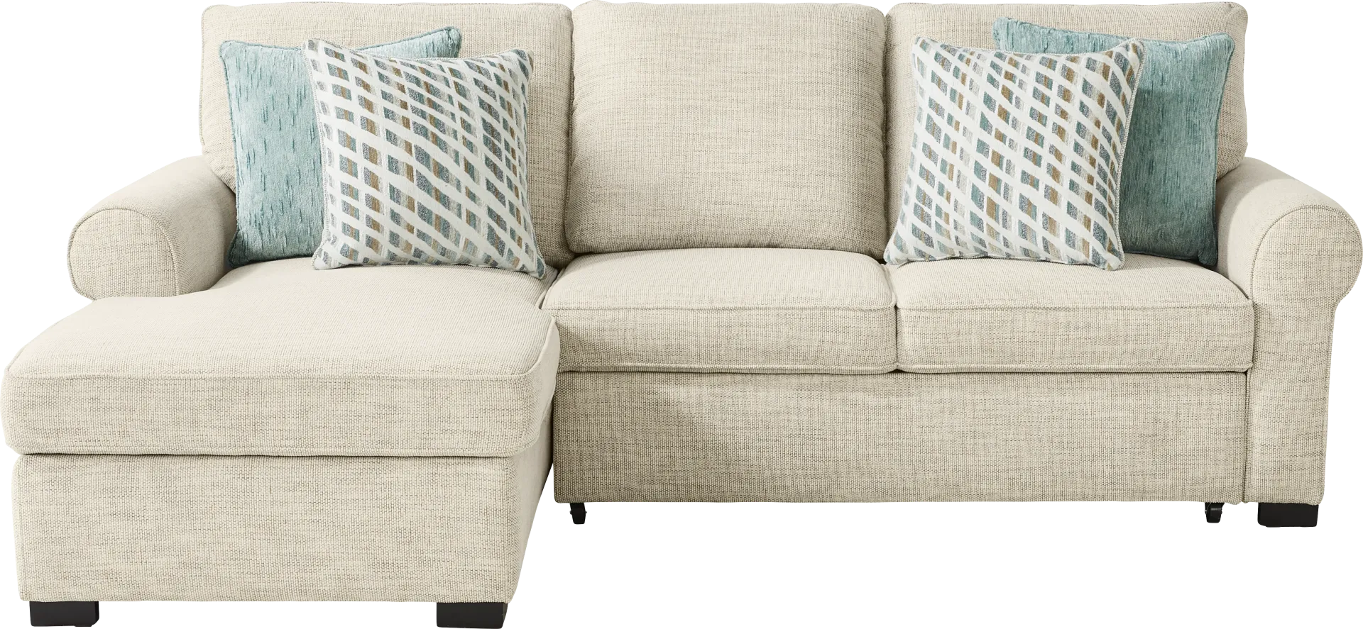 Rivera Cream Beige Polyester Fabric 2pc Left 2 Pc Sleeper Sectional ...