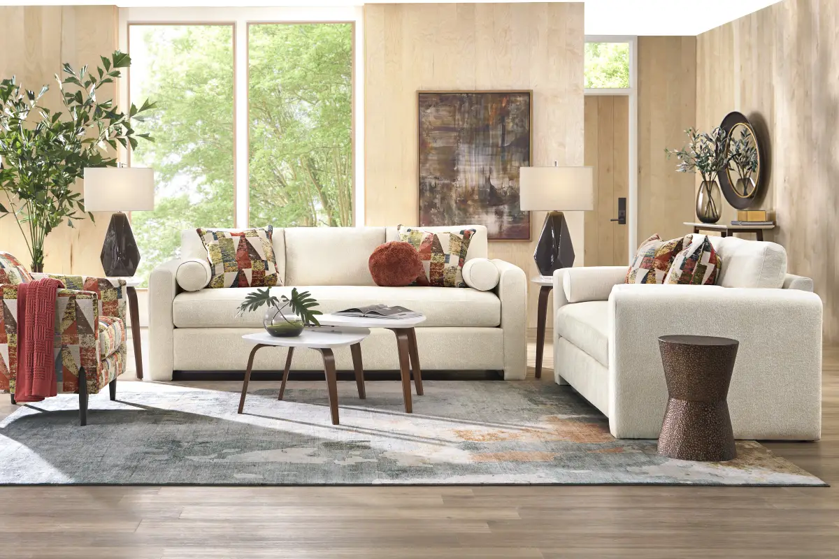 Avara Ivory Beige Chenille Fabric Sofa | Rooms to Go