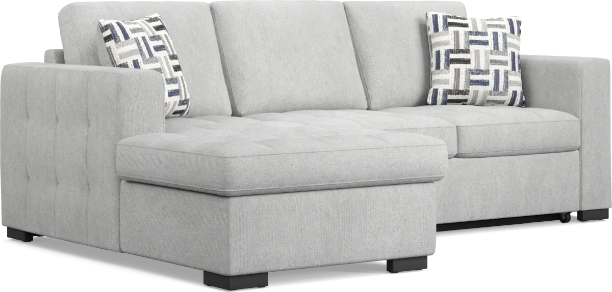 Geneva Gray Textured 2 Pc Left Arm Chaise Pcstorage Sleeper Sectional ...