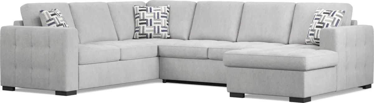 Geneva Gray Textured 3 Pc Right Arm Chaise Pcstorage Sleeper Sectional ...