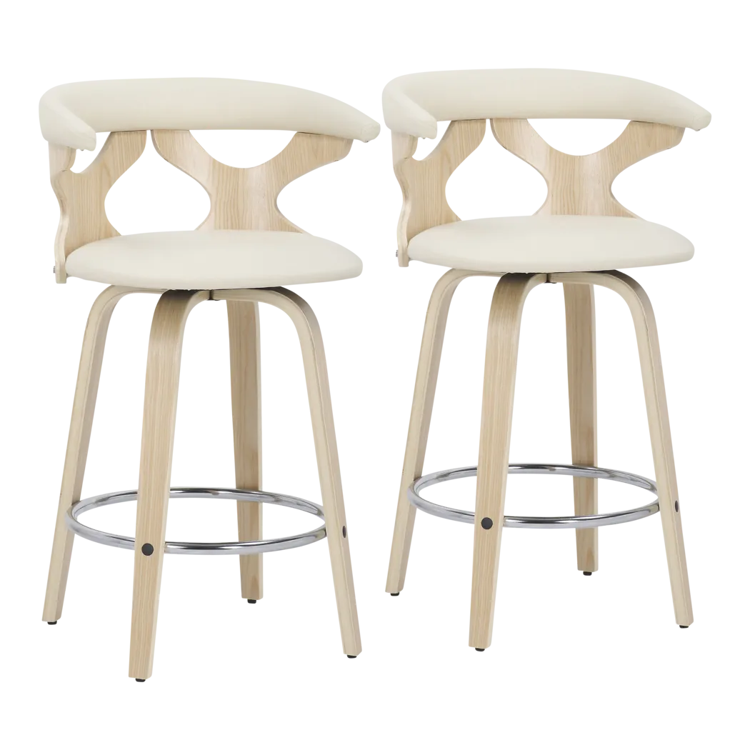 Cardeza Natural Light Wood Cream Beige Swivel Barstool | Rooms to Go