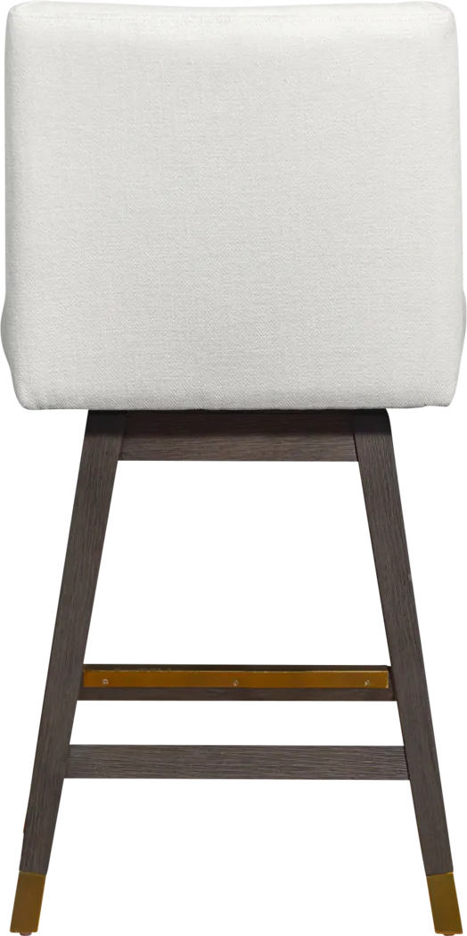 Cauthorn Brown Dark Wood Ivory Beige Polyester Fabric Swivel Barstool ...