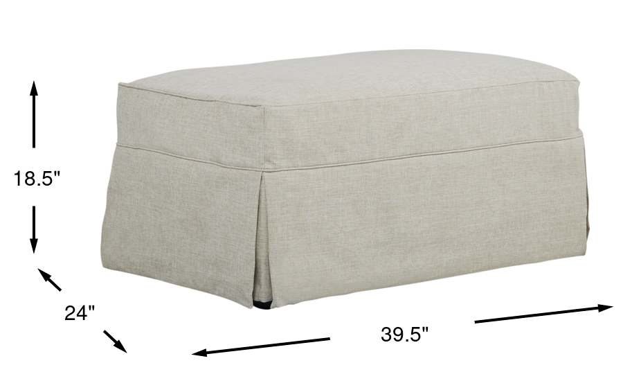 Cindy Crawford Beachside Walk Linen Beige Textured Ottoman | Rooms to Go