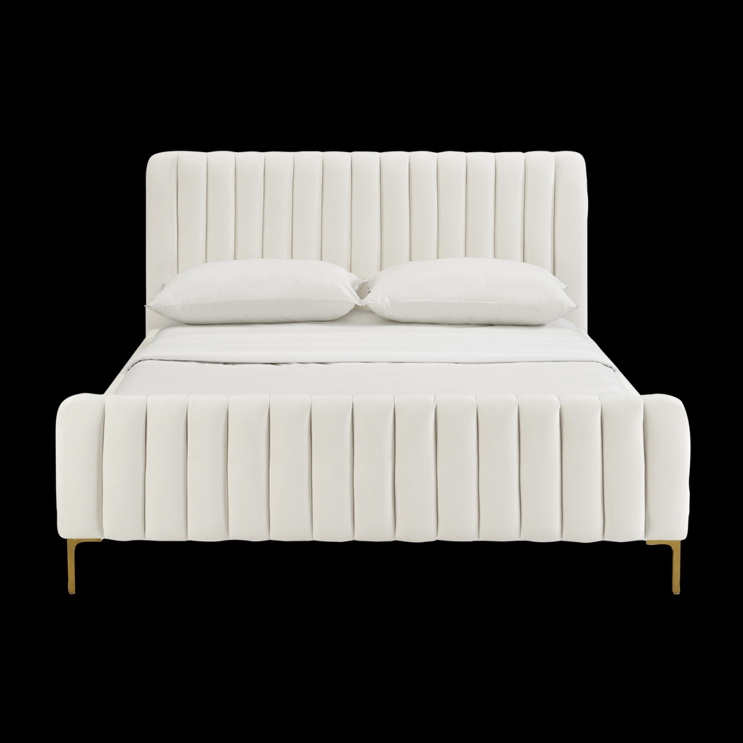 Delia May Cream Colors,Light Wood,White Beige Polyester Fabric Full Bed ...