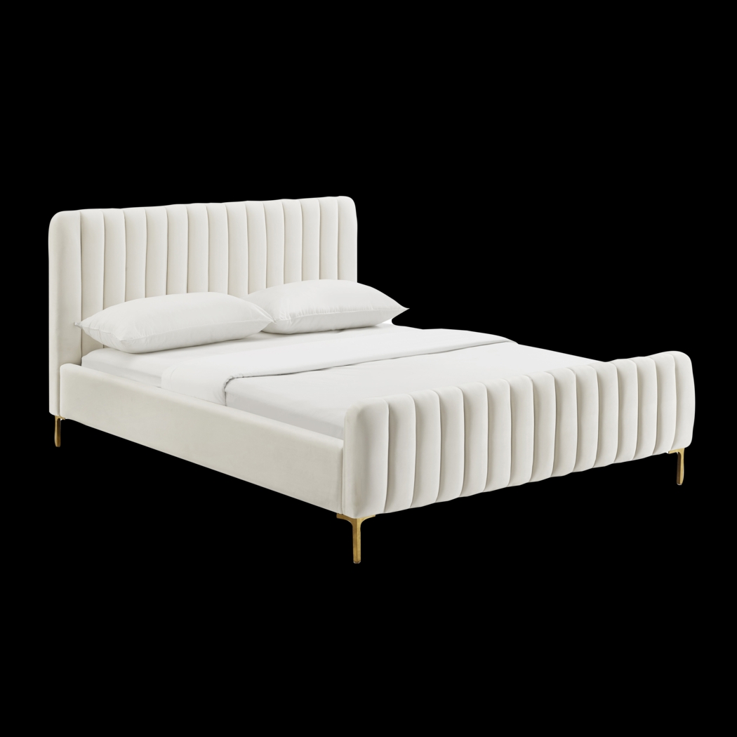 Delia May Cream Colors,Light Wood,White Beige Polyester Fabric Full Bed ...