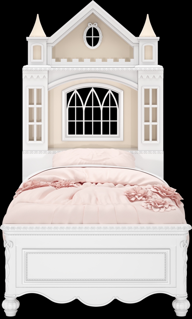 Disney Princess 5 Pc Sparkle White Twin Bedroom Set With Twin Castle ...